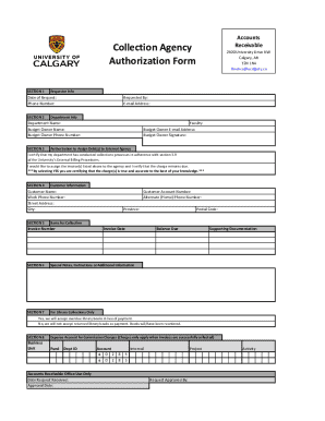 Fillable Online Accounts Receivable Collection Agency Authorization Fax ...