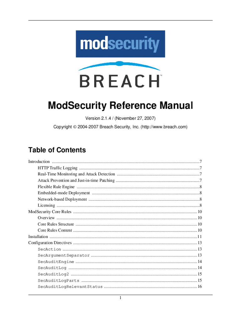 Fillable Online Modsecurity Reference Manual - Version 2.1.4 Fax Email Print - pdfFiller