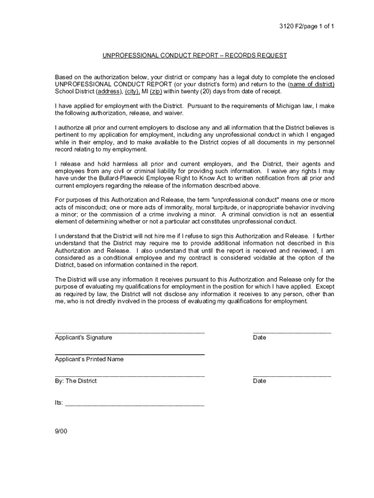 Fillable Online Unprofessional Conduct Report Fax Email Print - pdfFiller