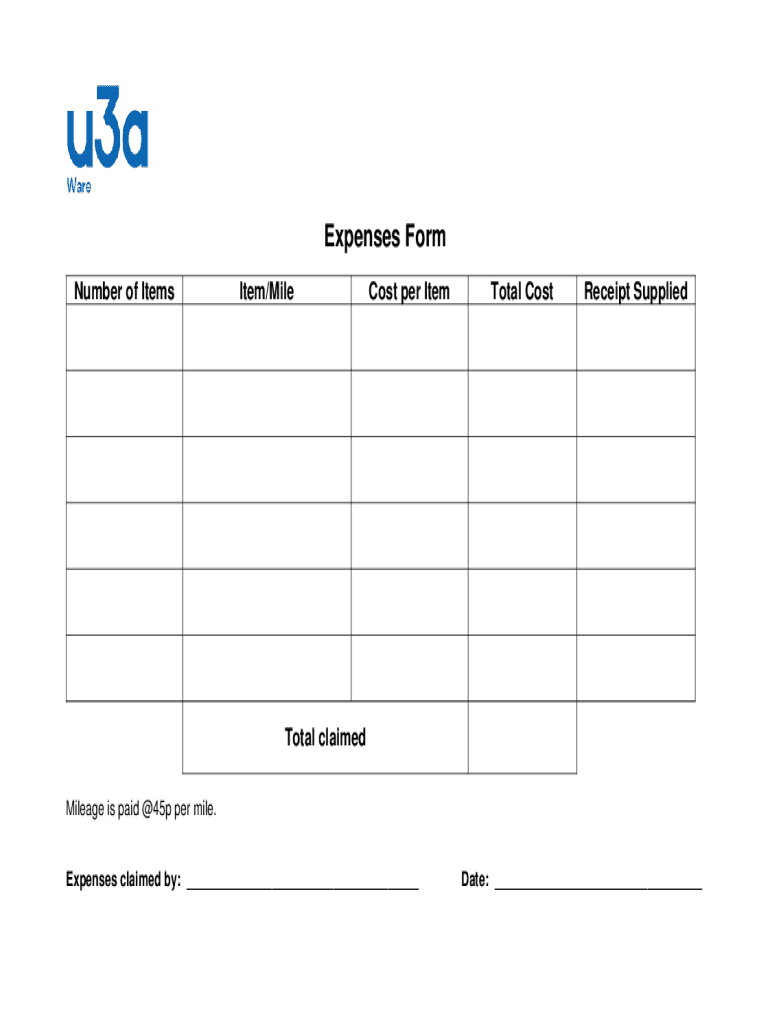 Fillable Online Expenses Claim Form Fax Email Print - pdfFiller