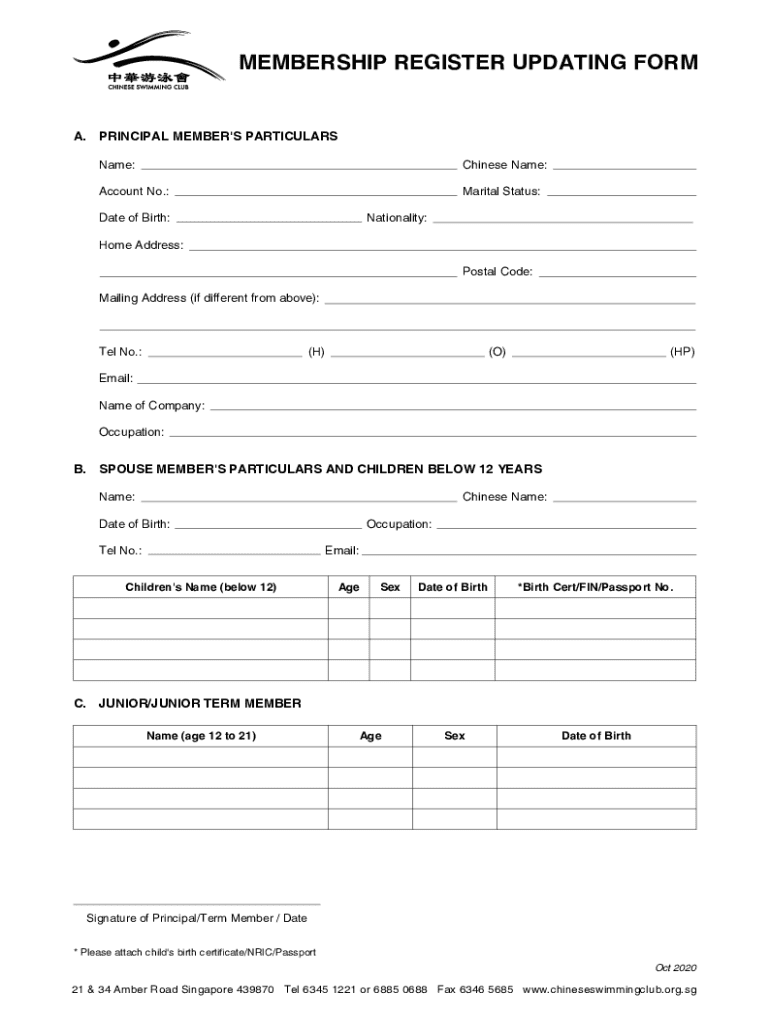 Fillable Online Membership Register Updating Form Fax Email Print - pdfFiller
