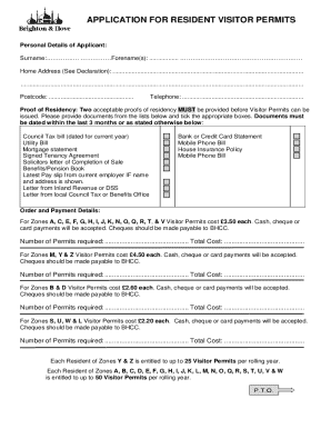 Fillable Online Application for Resident Visitor Permits Fax Email ...