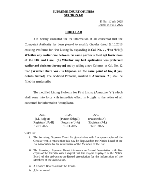 Fillable Online Modified Proforma for First Listing Circular Fax Email ...