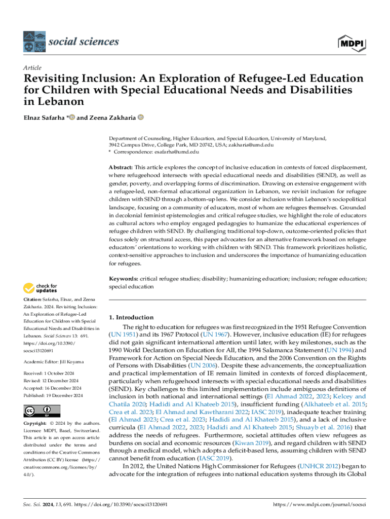 Fillable Online Revisiting Inclusion: An Exploration of Refugee-Led ...