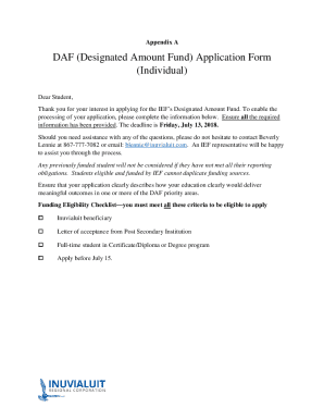 Fillable Online Designated Amount Fund Application Form Fax Email Print ...