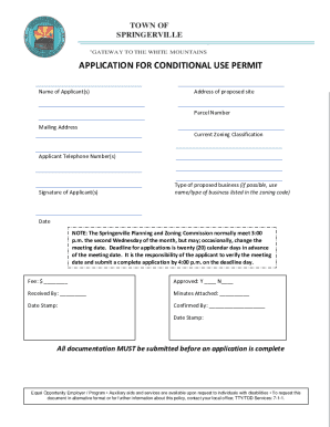 Fillable Online Conditional Use Permit Application - Town of Springerville Fax Email Print ...