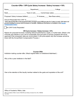 Fillable Online Counter-offer / Off-cycle Salary Increase / Salary Increase >10% Fax Email Print ...