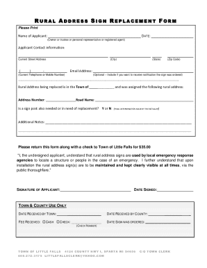 Fillable Online Rural Address Sign Replacement Fax Email Print - pdfFiller