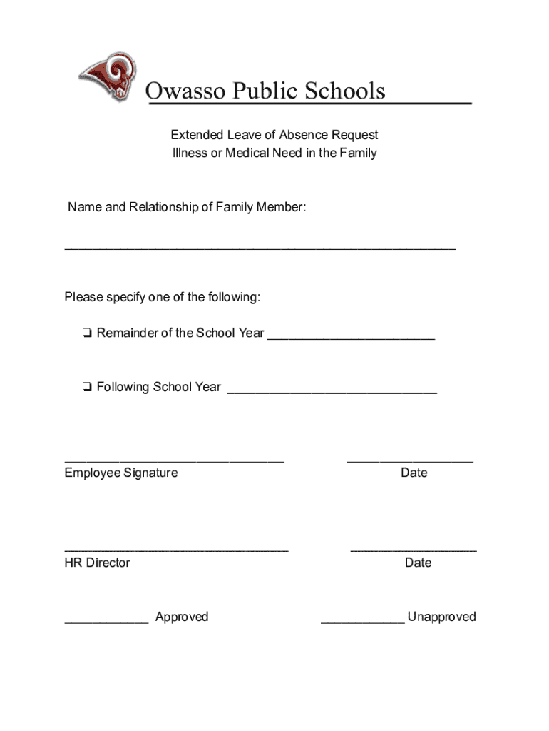Fillable Online Extended Leave of Absence Request for Illness or ...