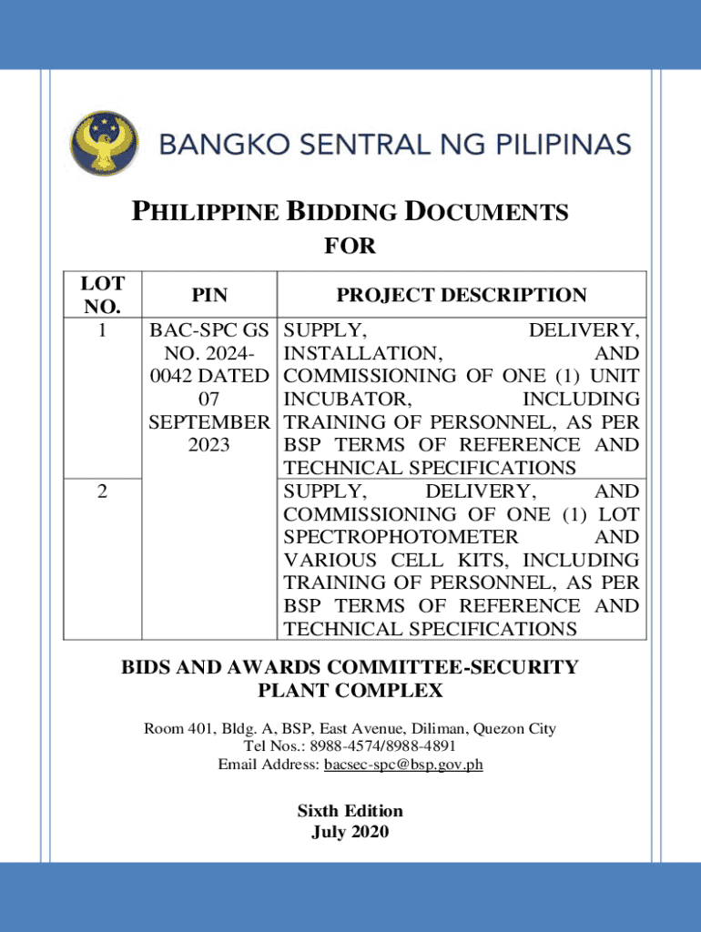Fillable Online Philippine Bidding Documents for Lot No. 1 Fax Email Print - pdfFiller