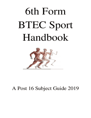 Fillable Online 6th Form Btec Sport Handbook - a Post 16 Subject Guide 2019 Fax Email Print ...