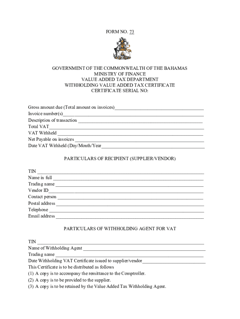 Fillable Online Withholding Value Added Tax Certificate Fax Email Print ...