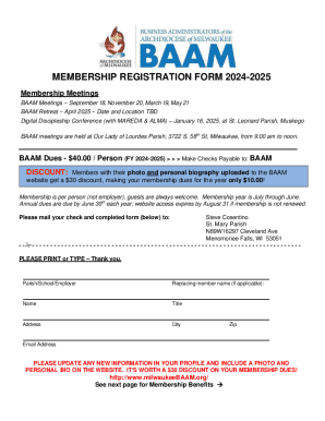 Fillable Online Membership Registration Form 2024-2025 Fax Email Print ...