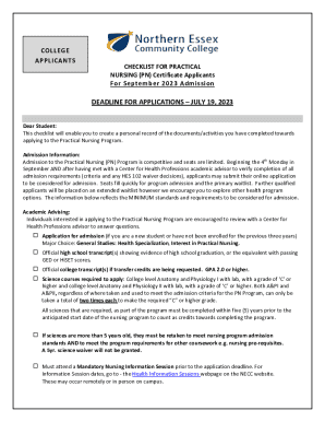 Fillable Online Checklist for Practical Nursing (pn) Certificate ...