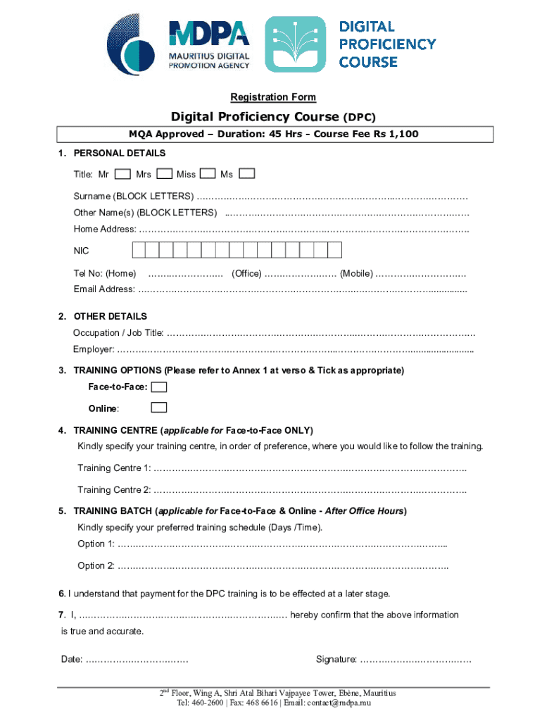 Fillable Online Digital Proficiency Course (dpc) Fax Email Print ...