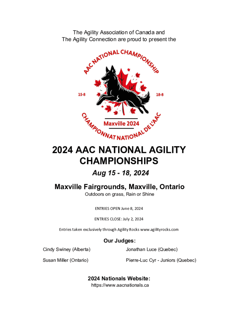 Fillable Online 2024 Aac National Agility Championships Fax Email Print ...
