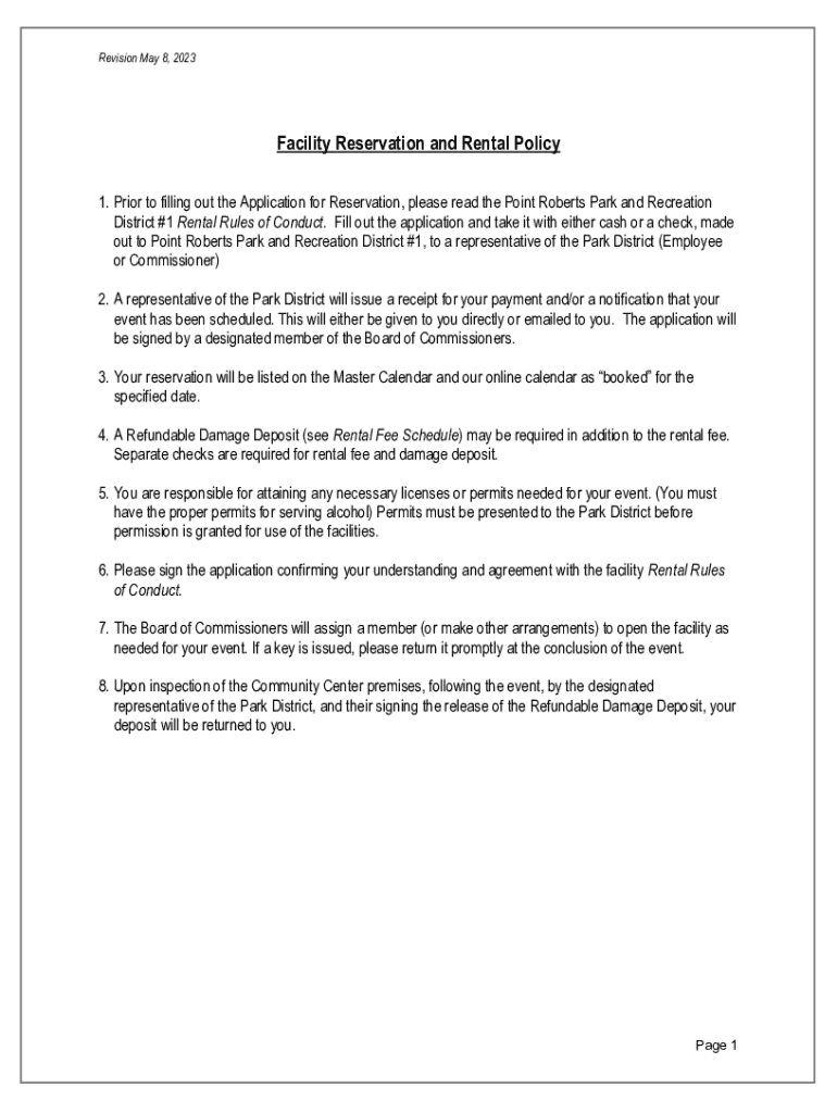 Fillable Online Facility Reservation and Rental Policy Fax Email Print - pdfFiller