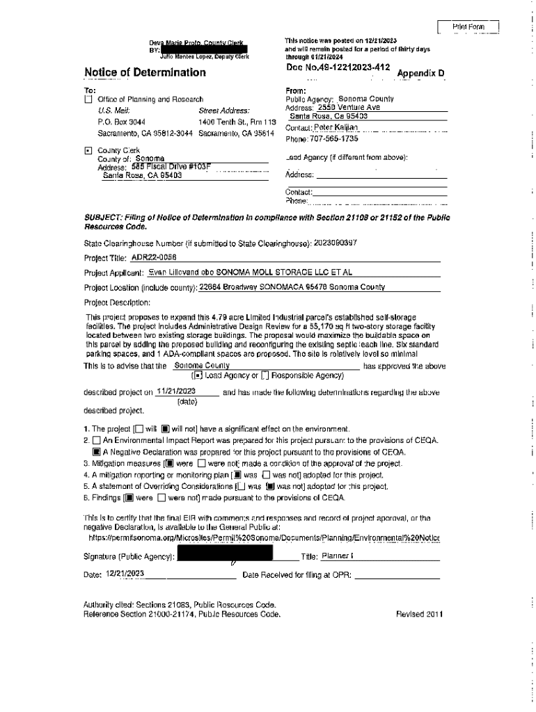 Fillable Online Notice of Determination Fax Email Print - pdfFiller
