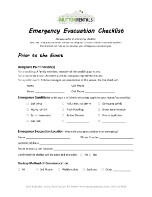 Fillable Online Emergency Evacuation Checklist Fax Email Print - pdfFiller