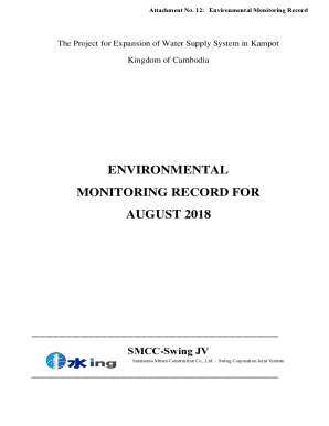 Fillable Online Environmental Monitoring Record for August 2018 Fax ...