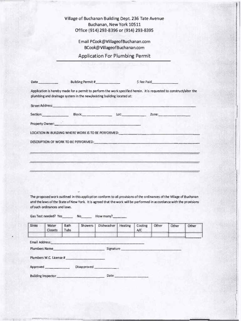 Fillable Online Application for Plumbing Permit Fax Email Print - pdfFiller