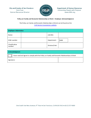 Fillable Online Employee Acknowledgment of Family and Romantic ...