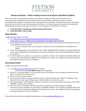 Fillable Online Stetson University Online Training Courses for Programs ...