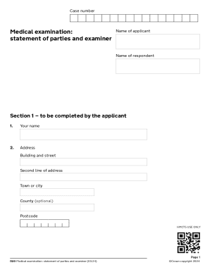 Fillable Online Medical Examination: Statement of Parties and Examiner ...