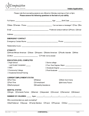 Fillable Online Intake Application Fax Email Print - pdfFiller