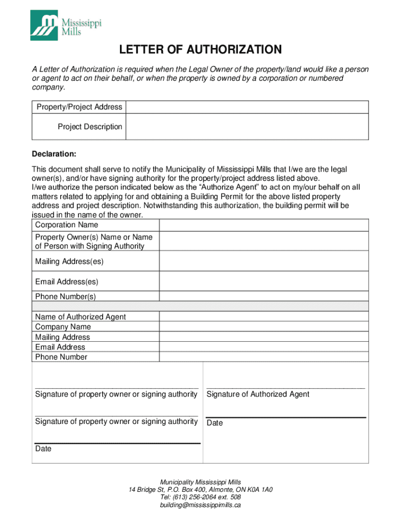 Fillable Online Letter of Authorization for Building Permit Fax Email Print - pdfFiller