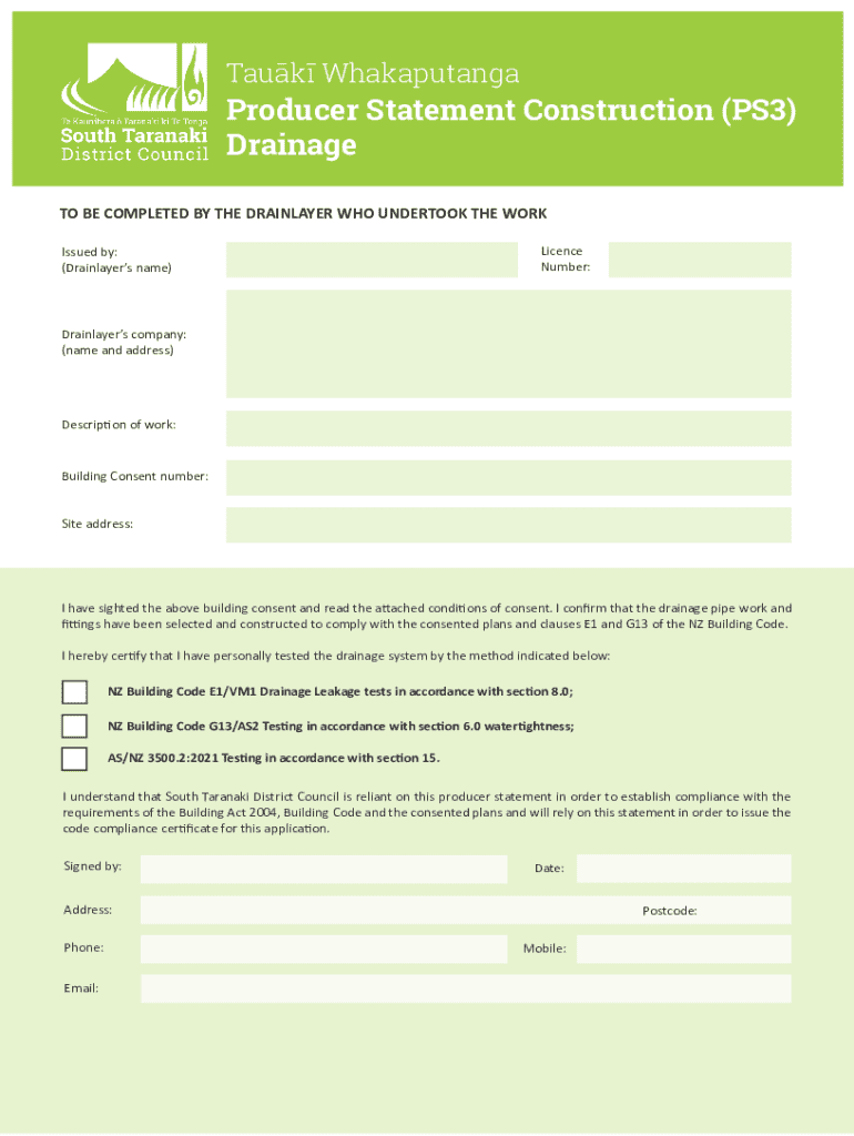 Fillable Online Producer Statement Construction (ps3) Fax Email Print - pdfFiller