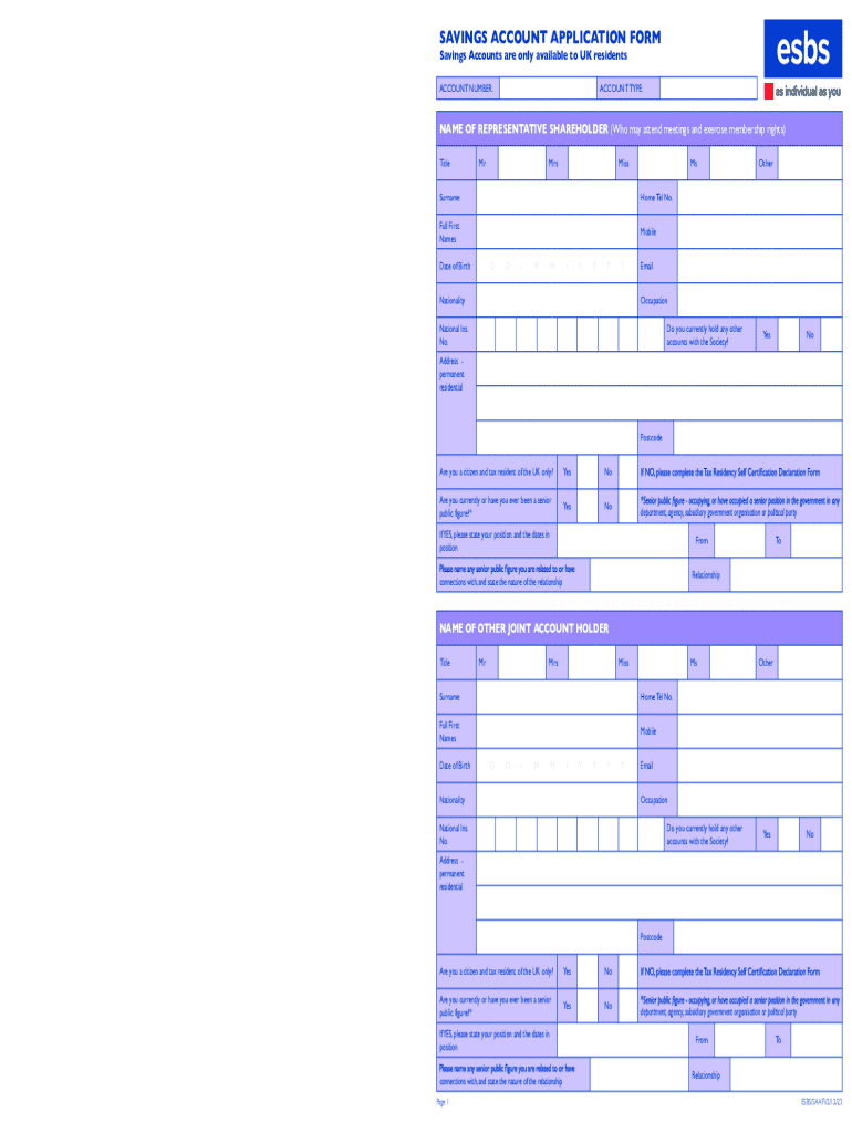 Fillable Online Savings Account Application Fax Email Print - pdfFiller