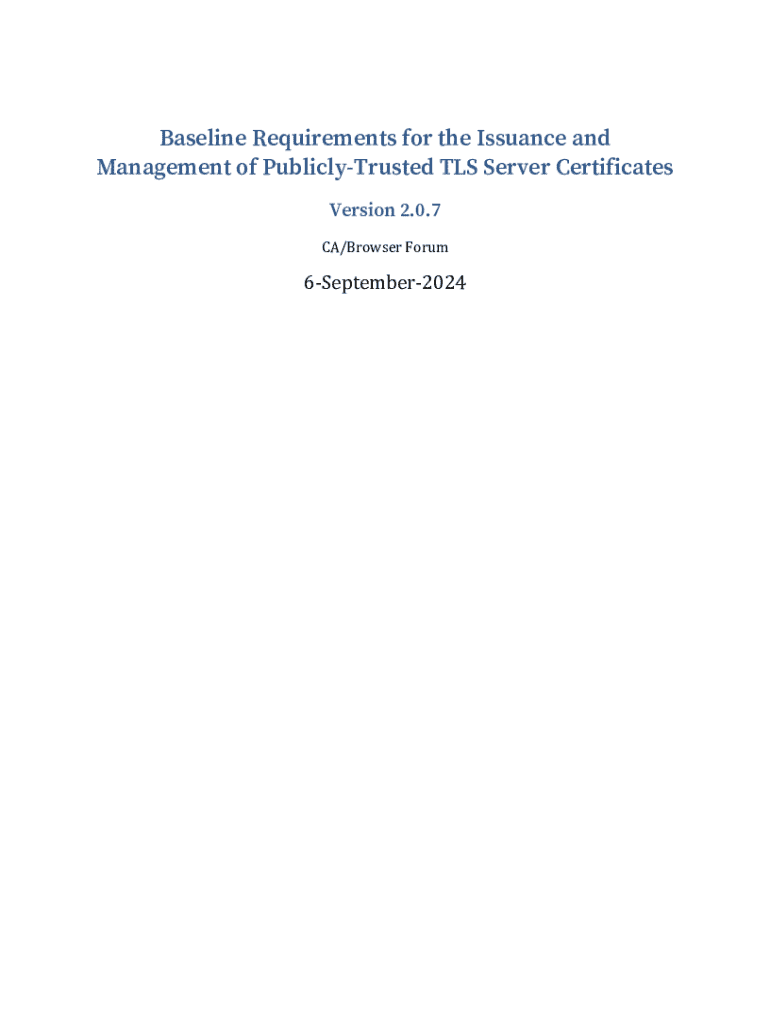 Fillable Online Baseline Requirements for Tls Server Certificates V2.0. ...