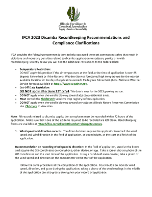 Fillable Online Ifca 2023 Dicamba Recordkeeping Recommendations Fax Email Print - pdfFiller