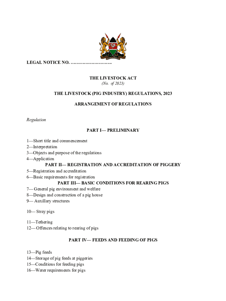 Fillable Online the Livestock Act (no. of 2023) Fax Email Print - pdfFiller