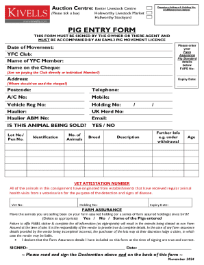 Fillable Online Pig Entry Form for Auction Fax Email Print - pdfFiller