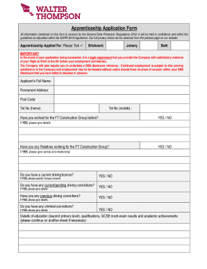 Fillable Online Apprenticeship Application Form Fax Email Print - pdfFiller