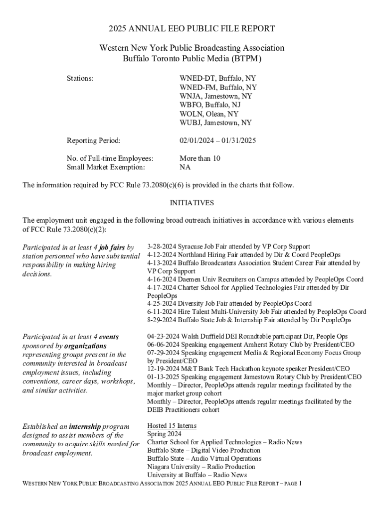 Fillable Online 2025 Annual Eeo Public File Report Fax Email Print - pdfFiller