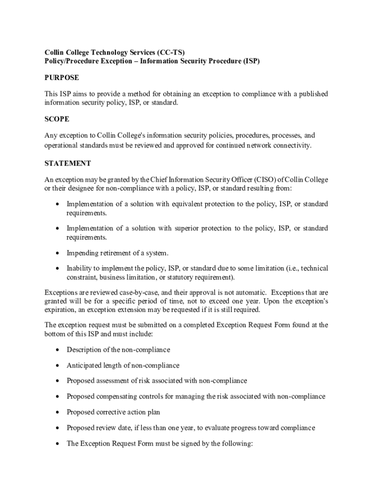 Fillable Online Collin College Technology Services Policy/procedure ...