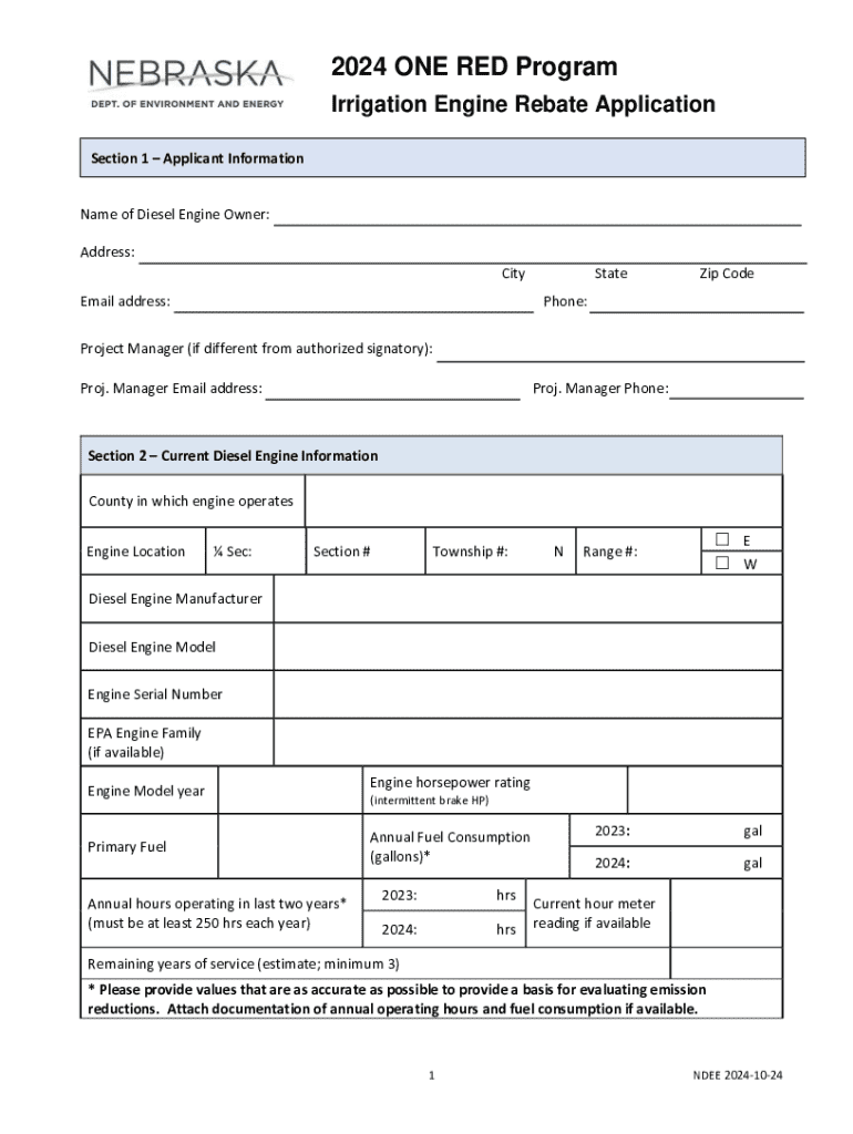 Fillable Online Irrigation Engine Rebate Application Fax Email Print - pdfFiller