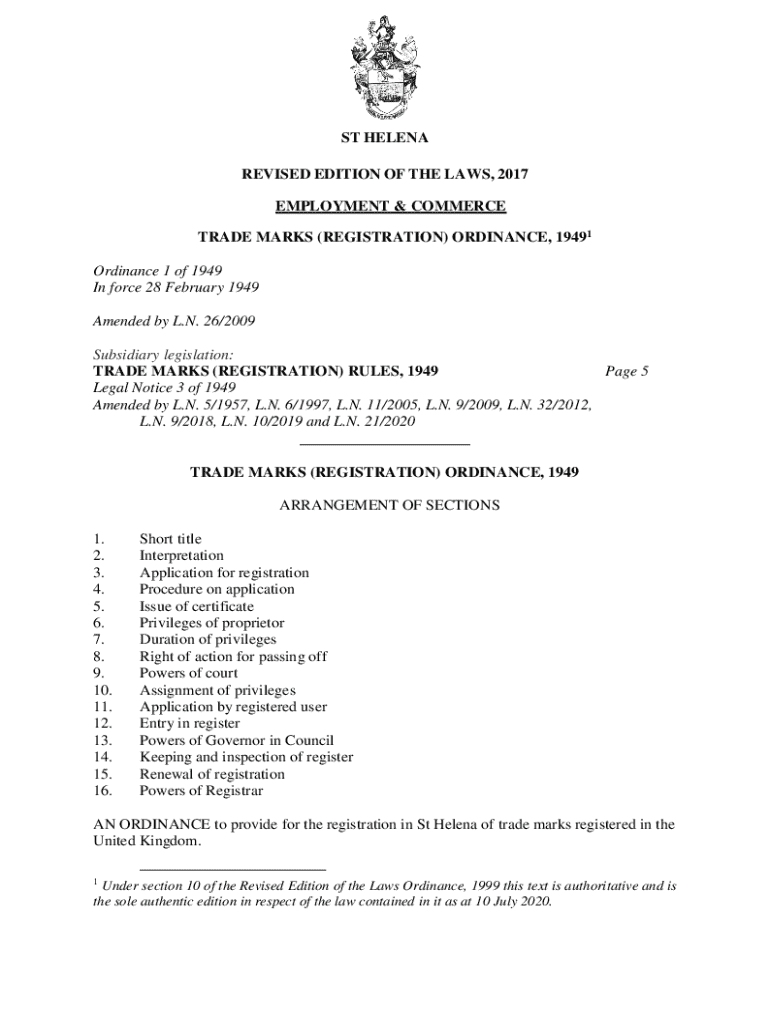 Fillable Online Trade Marks (registration) Ordinance, 1949 Fax Email ...