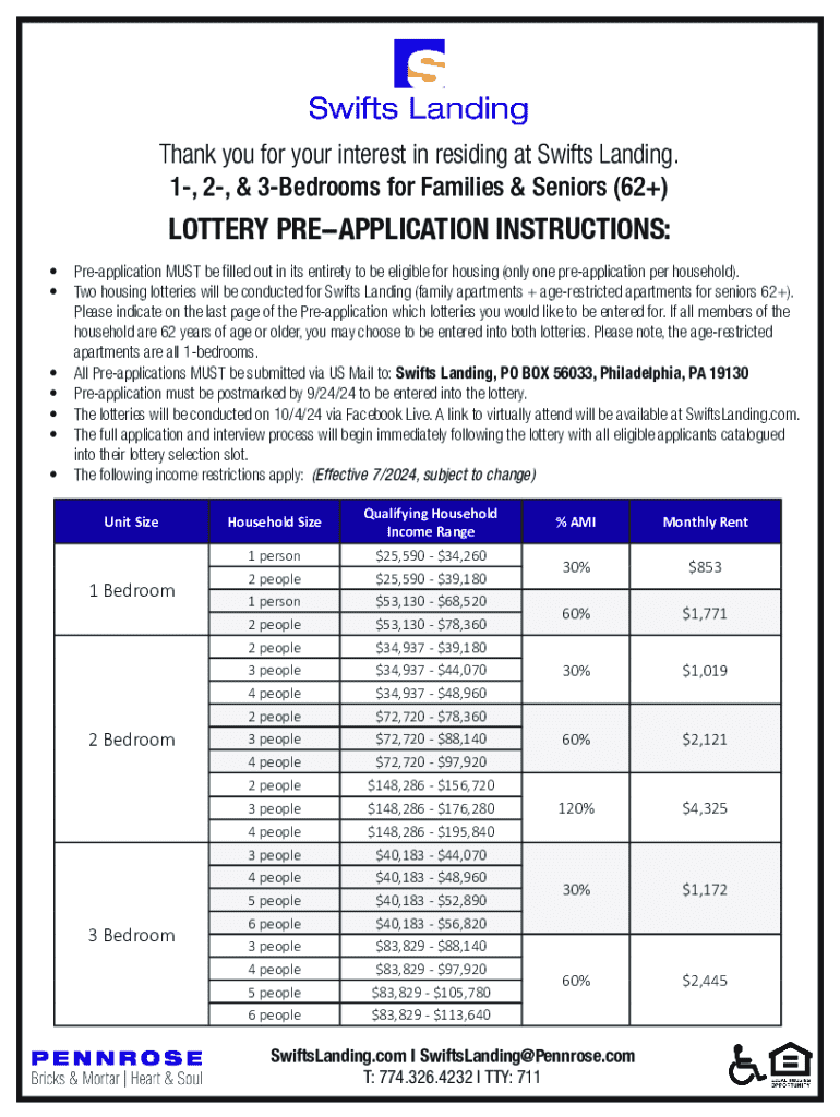 Fillable Online Swifts Landing Lottery Pre-application Instructions Fax Email Print - pdfFiller