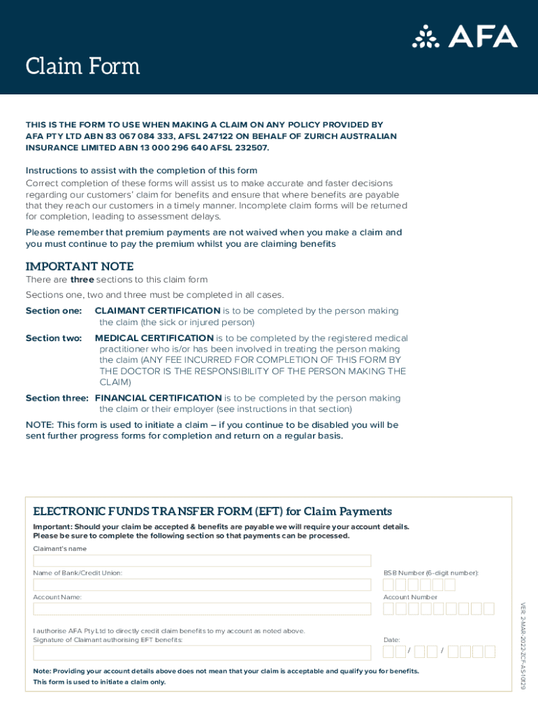 Fillable Online Afa Claim Form Fax Email Print - pdfFiller