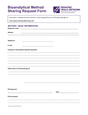 Fillable Online Bioanalytical Method Sharing Request Form Fax Email ...