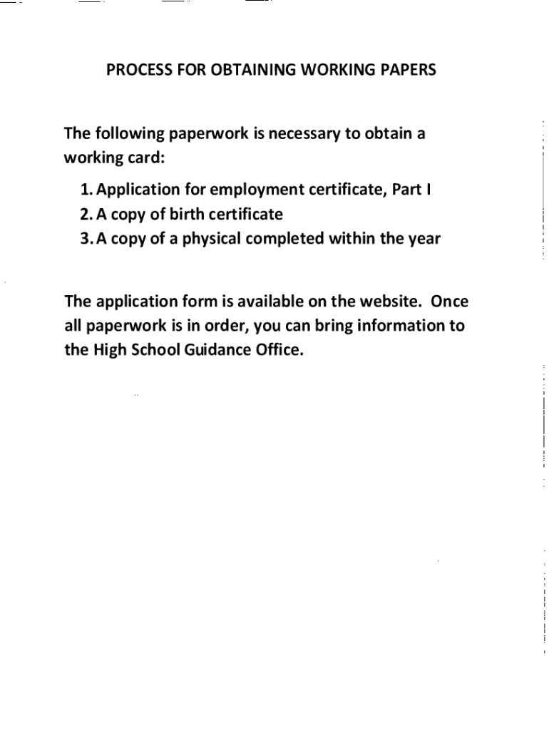 Fillable Online Process for Obtaining Working Papers Fax Email Print - pdfFiller