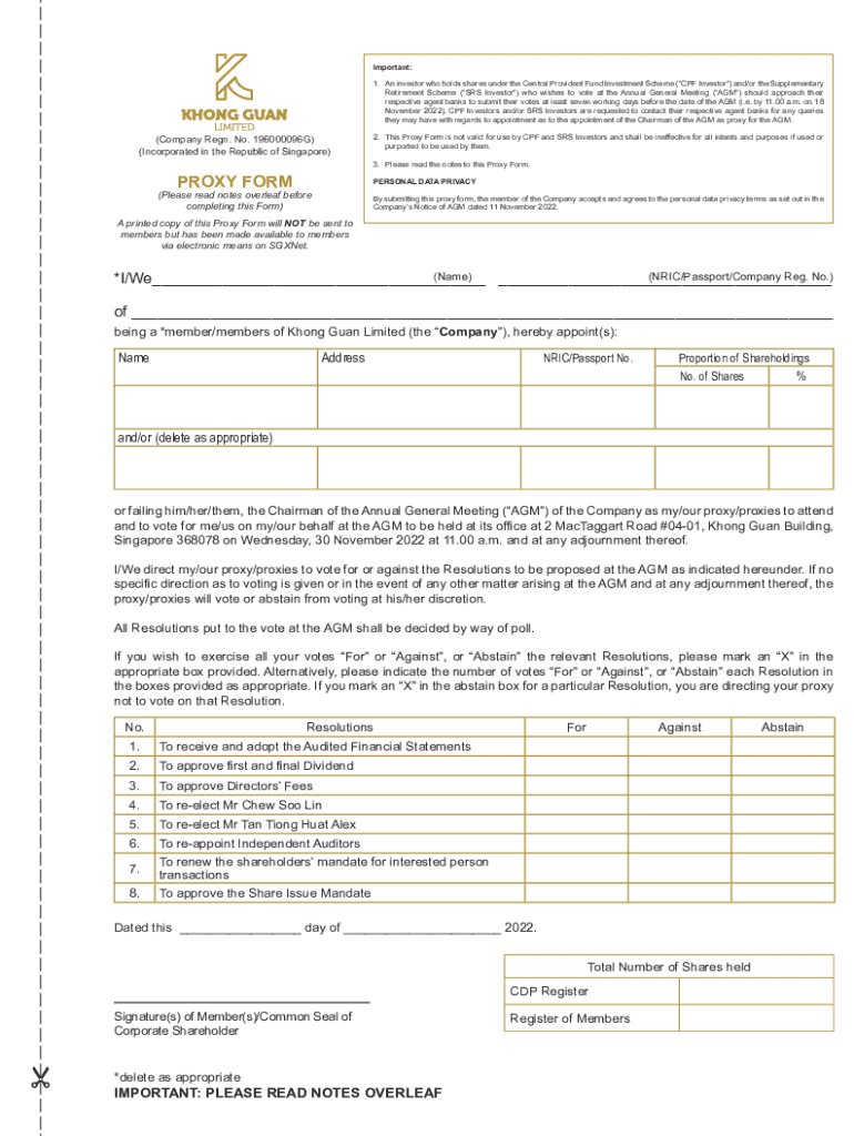 Fillable Online Proxy Form for Annual General Meeting Fax Email Print - pdfFiller