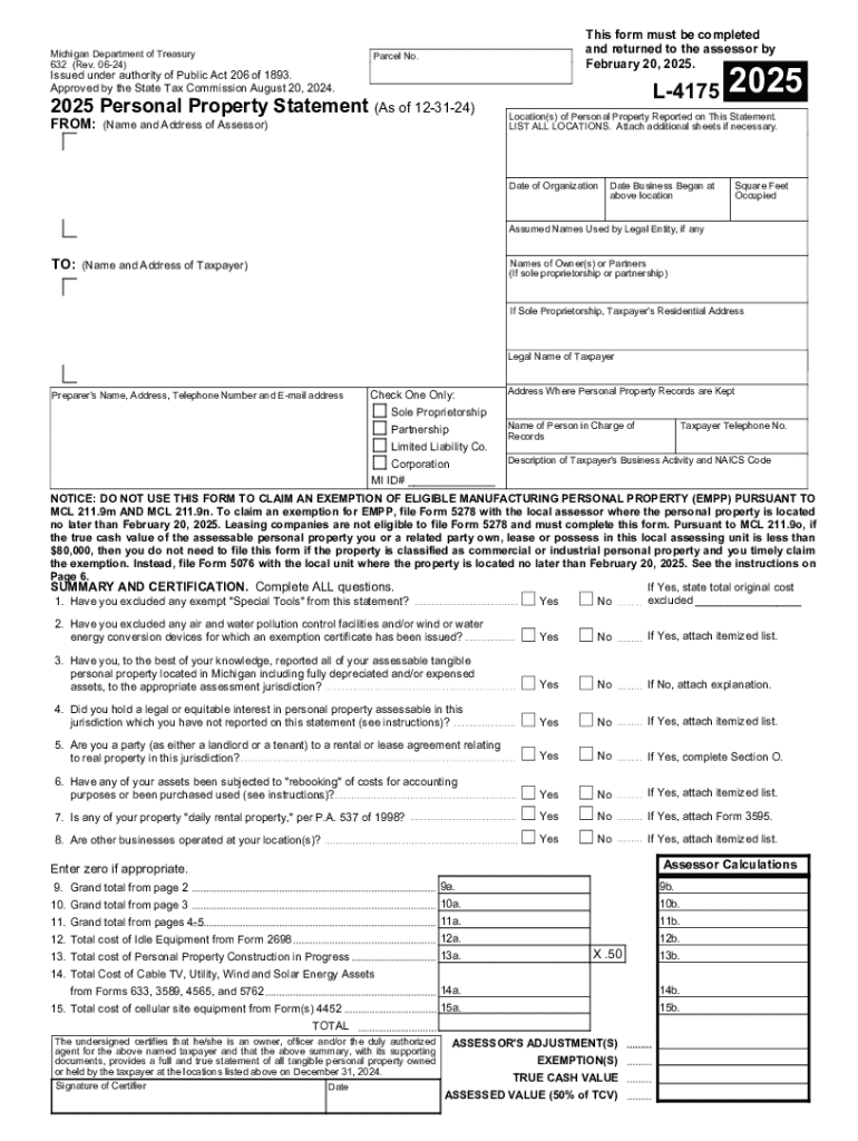Fillable Online Michigan Department of Treasury 632 (rev. 06-24) Fax ...