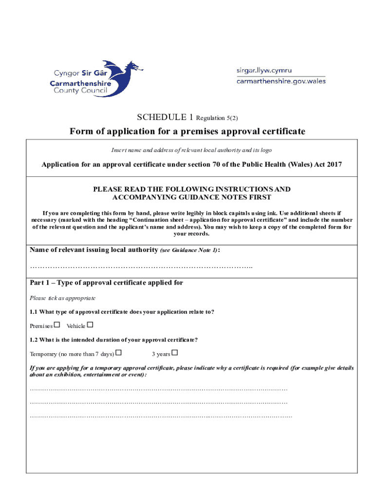 Fillable Online Application for Approval Certificate Under the Public ...