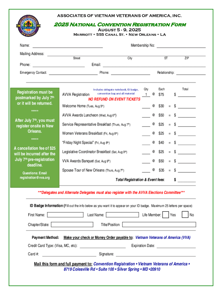 Fillable Online Associates of Vietnam Veterans of America, Inc. - 2025 ...