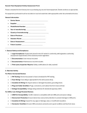 Fillable Online Second-hand Equipment Safety Assessment Fax Email Print - pdfFiller